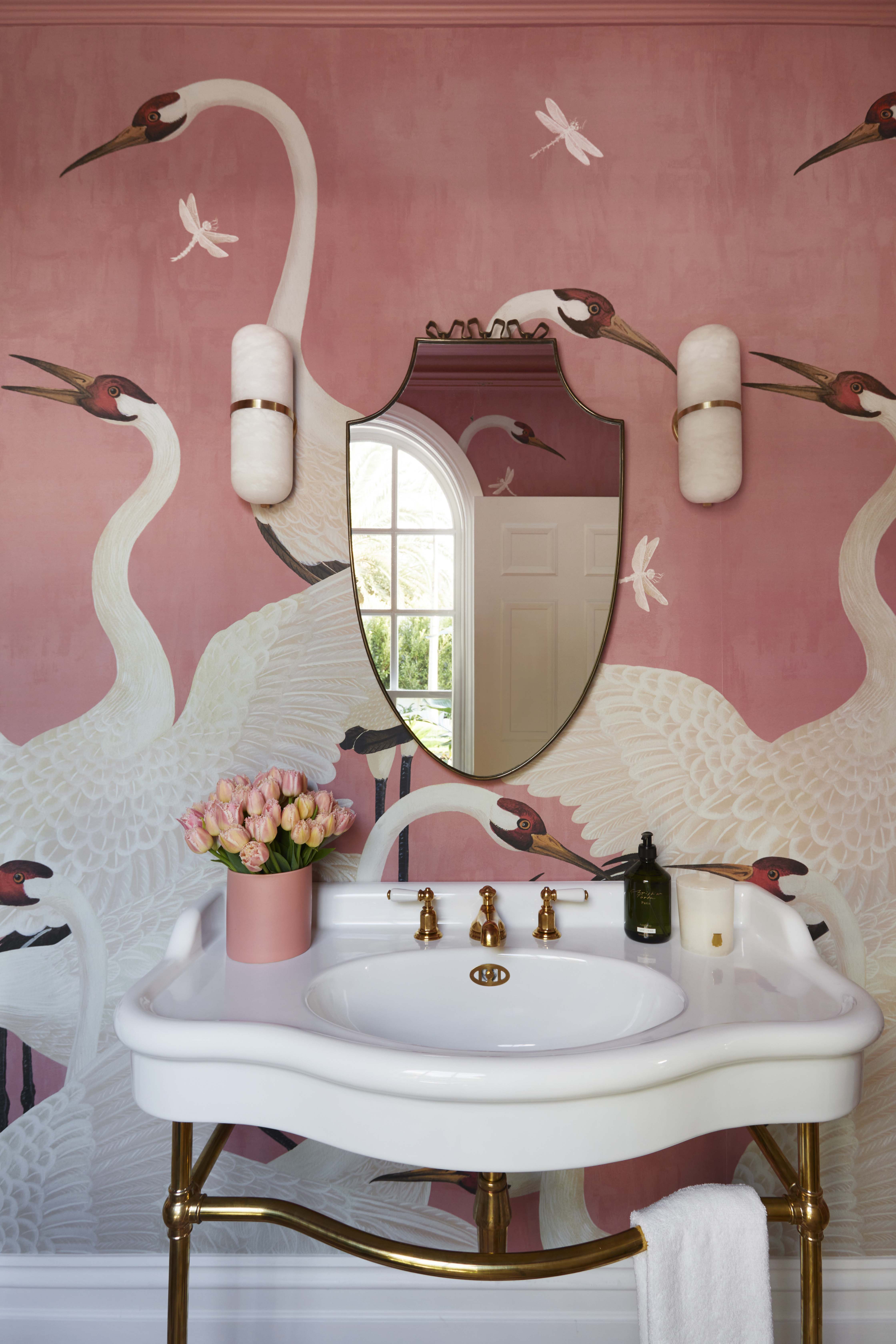 A Wallpapered Powder Room